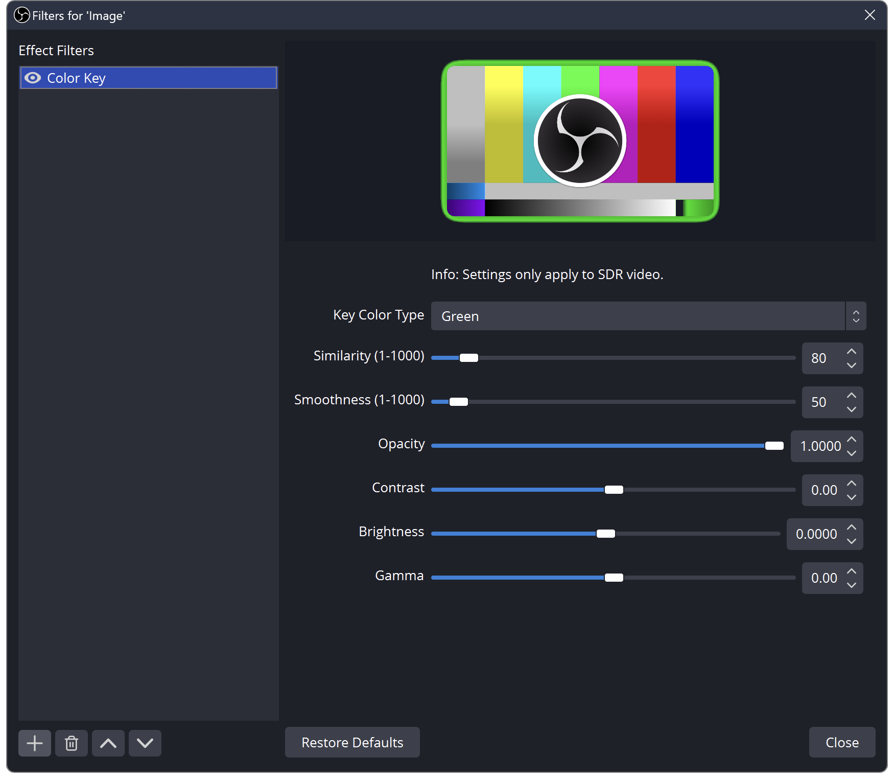 Color Key Filter | OBS