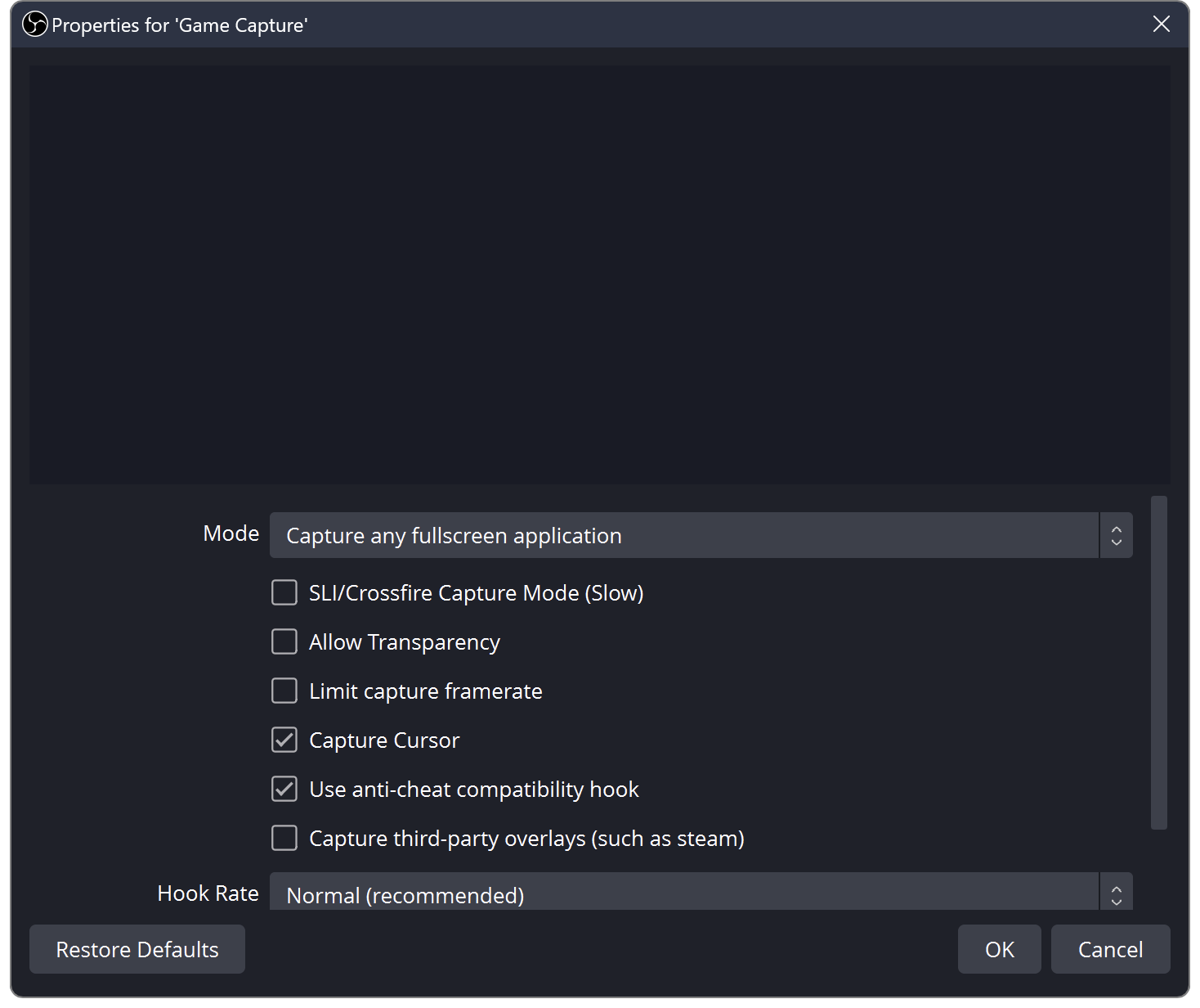 Game Capture Source OBS