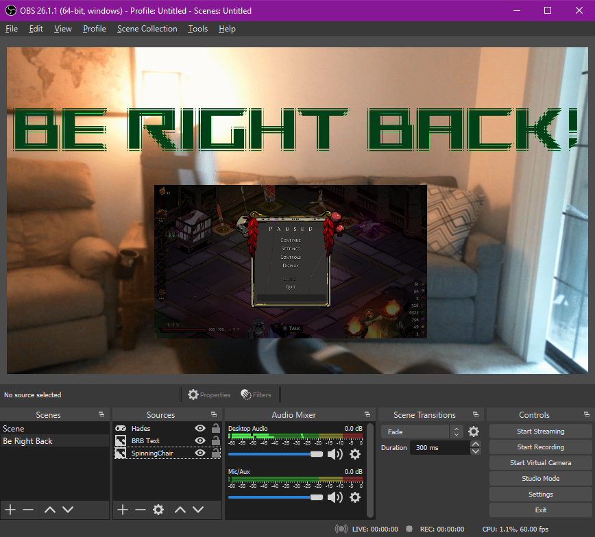 Stream Layout Tutorial 3: Be Right Back screen | OBS